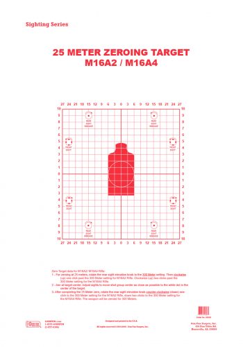 M16 Zeroing Target (82020) | Military & Police Targets, Inc. 833-556-1911