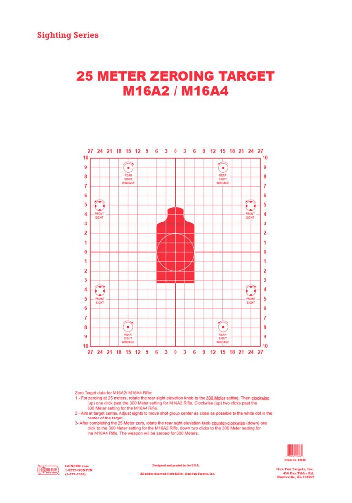 M16 Zeroing Target (82020) | Military & Police Targets, Inc. 833-556-1911