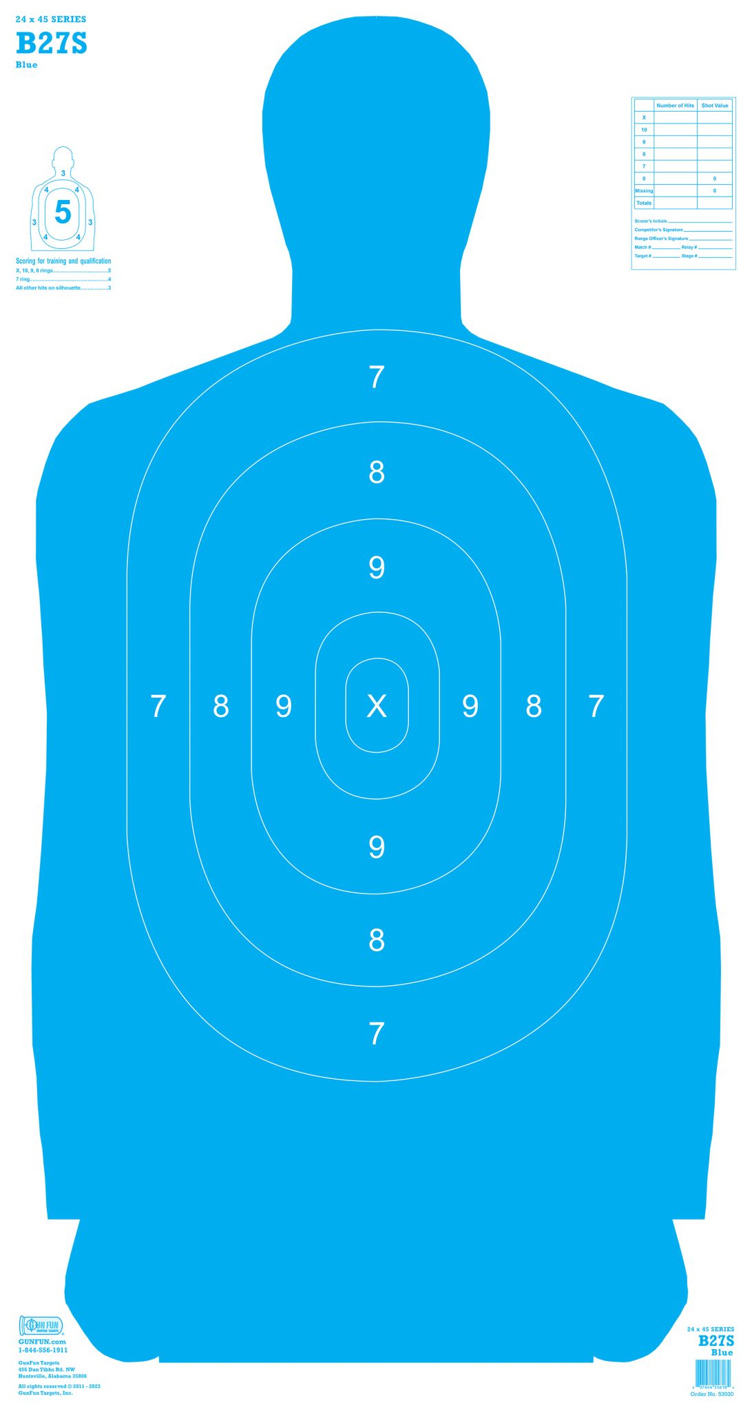 B27S Blue (53030) | Military & Police Targets, Inc. 833-556-1911